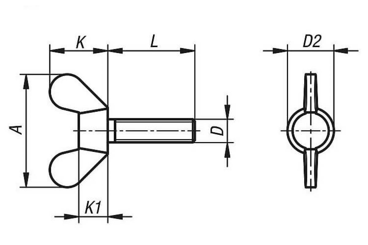 Винт барашковый DIN 316 с округлыми лепестками немецкой формы ОЦ ...